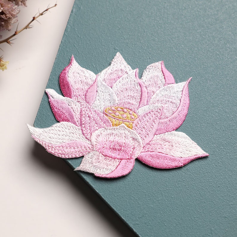 Lotus Patch Flower Iron on Patch Handmade Embroidered Patch - Etsy