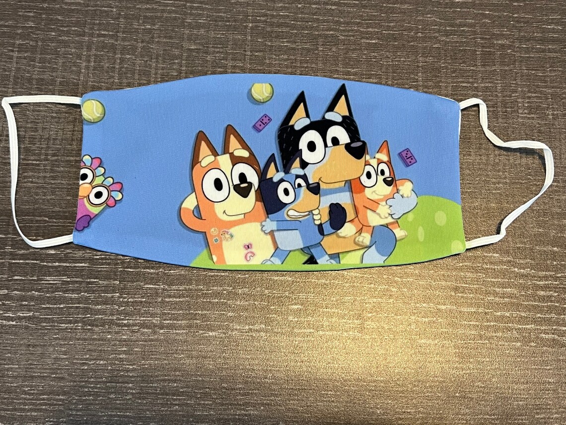 Toddler Little Kid Bluey Bingo Dino Ranch Face Mask Facemask | Etsy