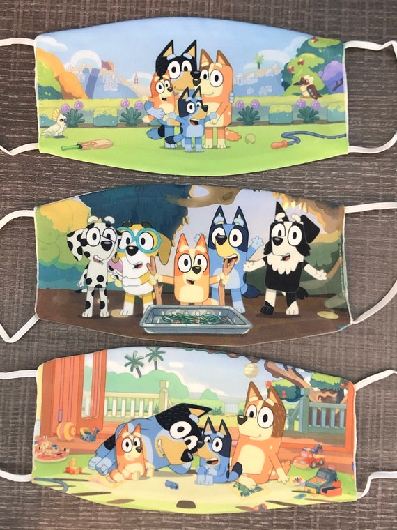 Toddler Little Kid Bluey Bingo Dino Ranch Face Mask Facemask | Etsy