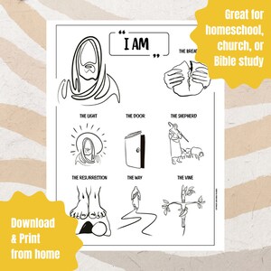 Sunday School Printable, Jesus' Teachings for Kids, "i Am" Statements ...
