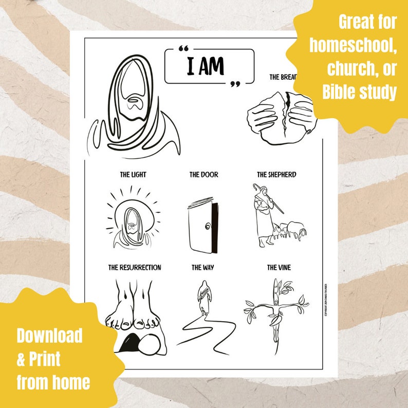 Sunday School Printable, Jesus' Teachings for Kids, "i Am" Statements ...