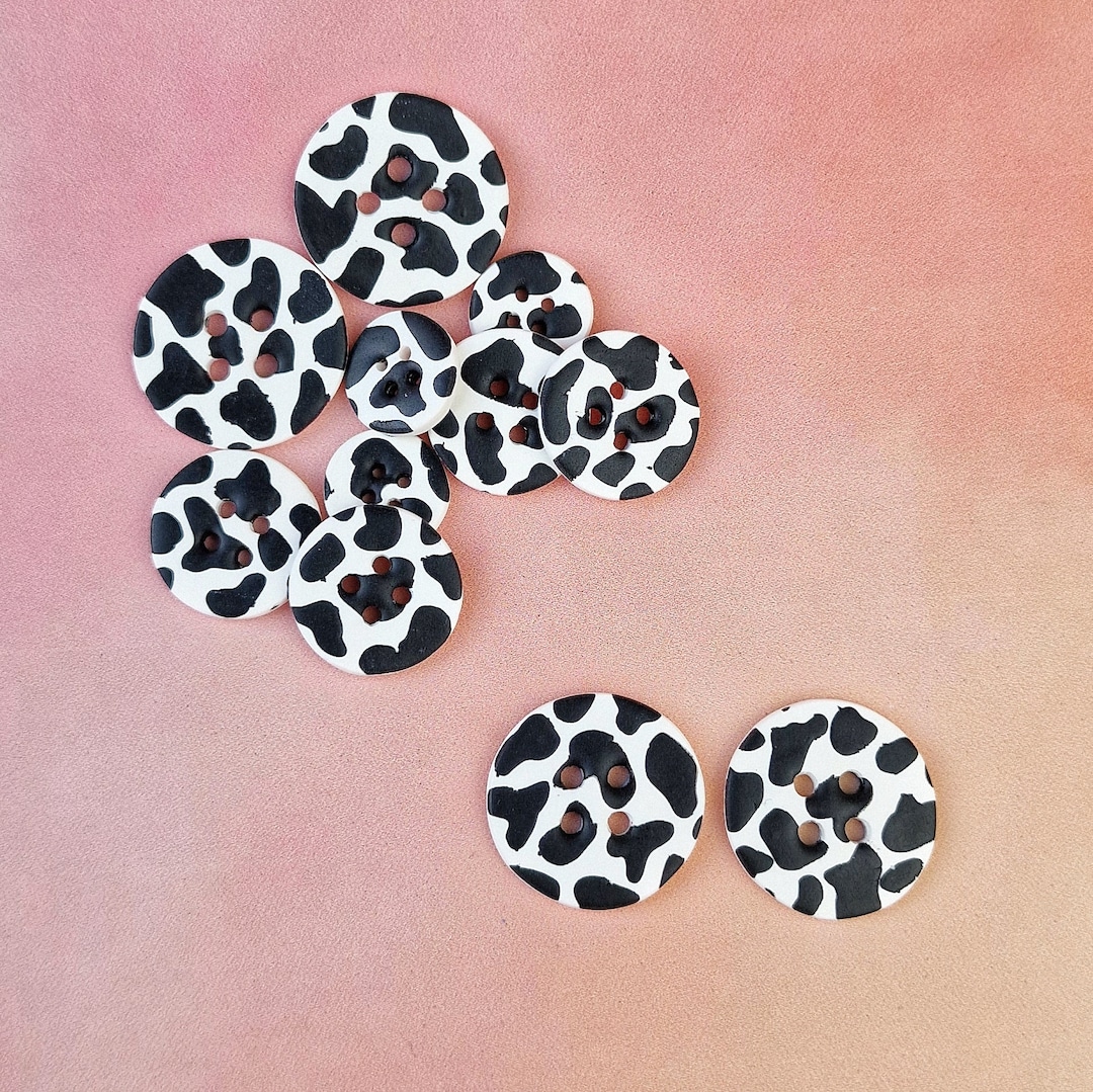 Pack of 2 Large Cow Print Buttons, Animal Buttons, Farmhouse Buttons ...