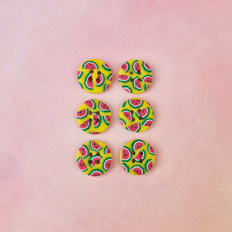 Pack of 6 Small Watermelon Buttons, Small Yellow Buttons, Fruit Buttons ...