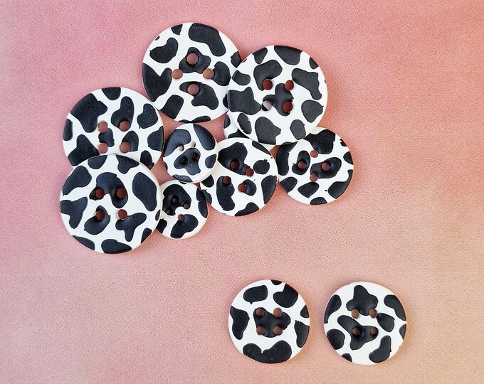 Pack of 4 Medium Cow Print Buttons, Animal Buttons, Farmhouse Buttons ...