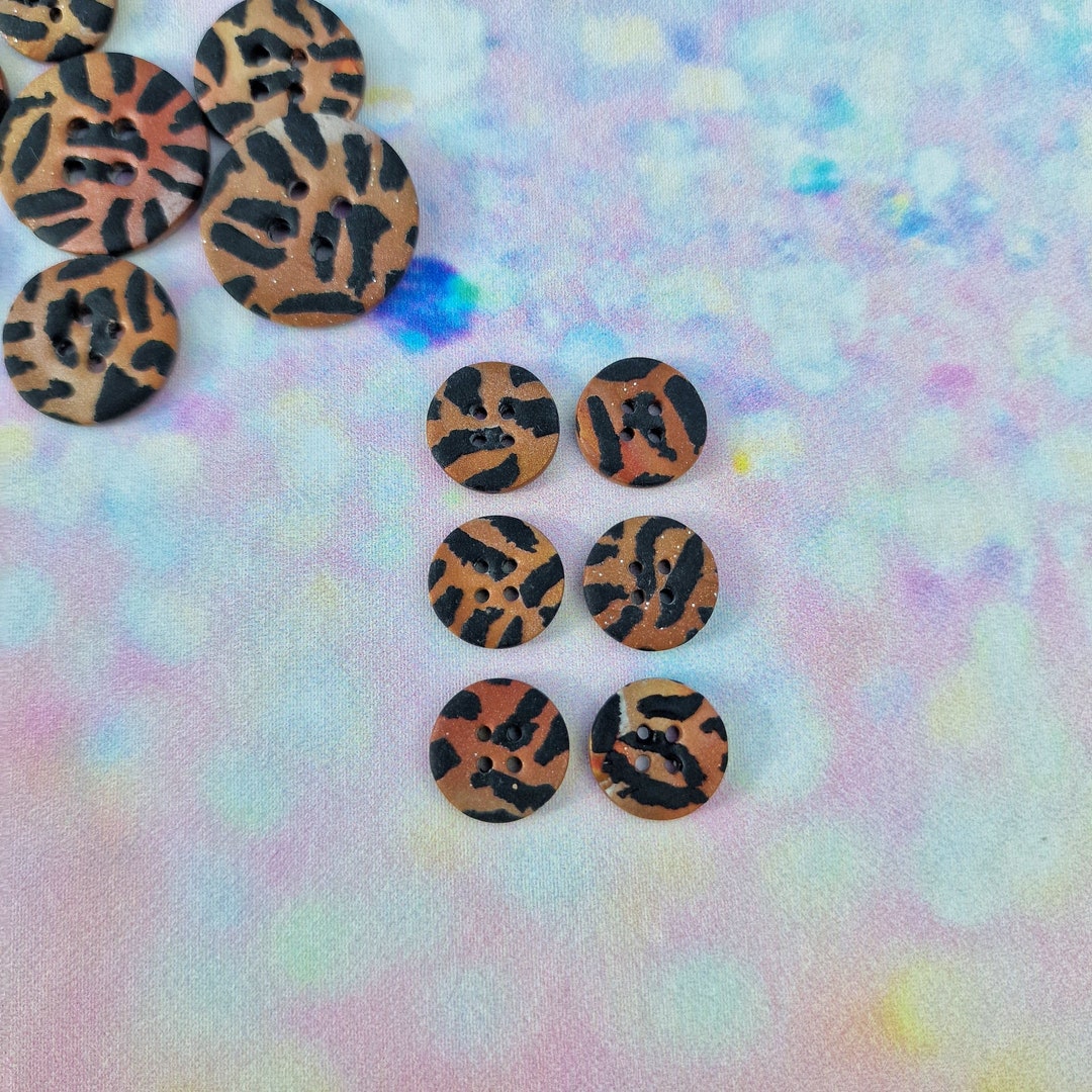 Pack of 6 Small Leopard Print Buttons, Animal Print Buttons, Brown ...