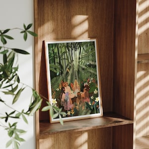 JUNGLE WOMEN - Fine Art Print Friendship Flower Circle Tropical Nature ...