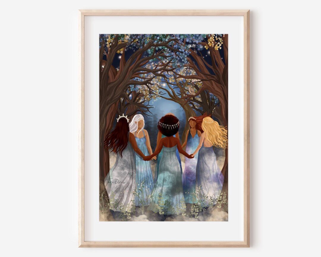 WINTER SOLSTICE- Fine Art Women Circle Illustration Print Wall Decor ...