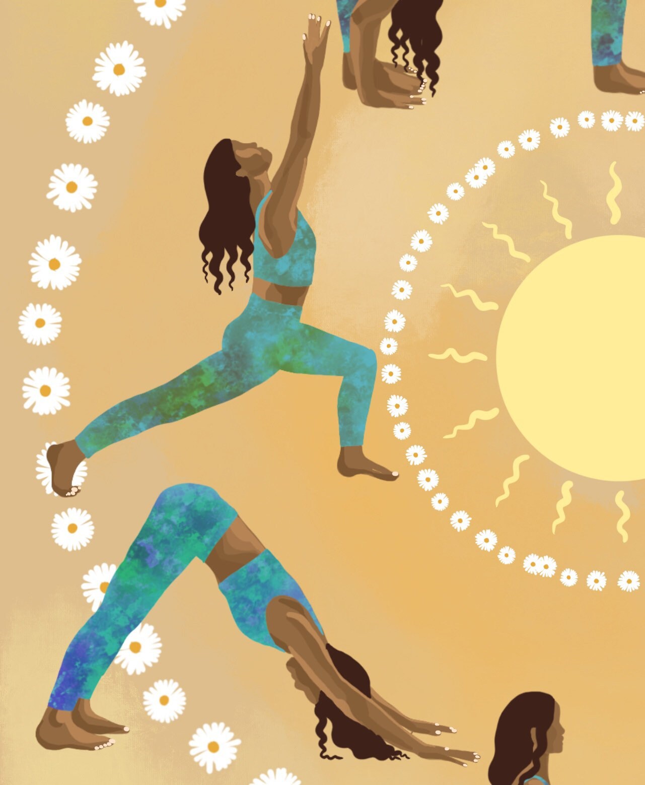 SUN SALUTATION A Fine Art Illustration Yoga Yogi Pose Asana - Etsy