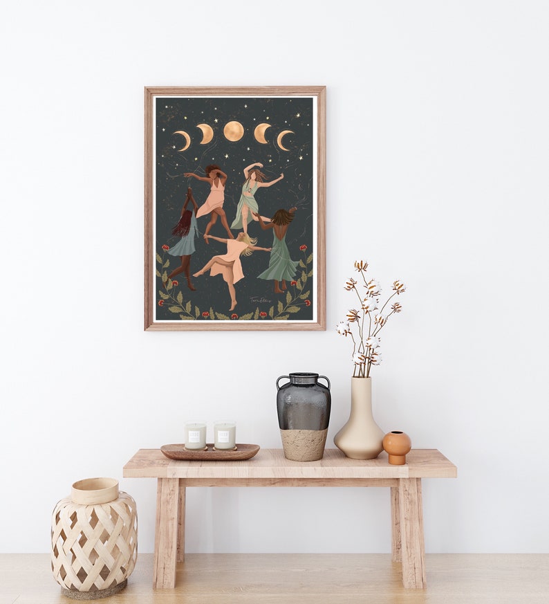 ECSTATIC DANCE - Women’s Circle Fine Art Illustration Print Wall Decor ...