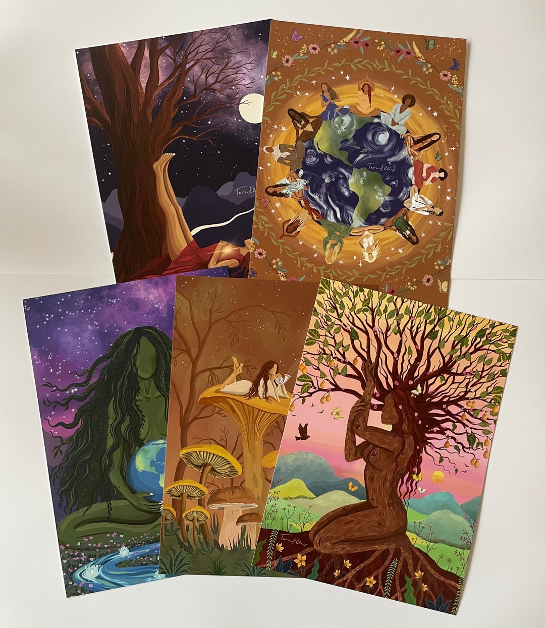 The EARTH Collection - Five A5 Nature Women Print Set Wall Decor Poster ...