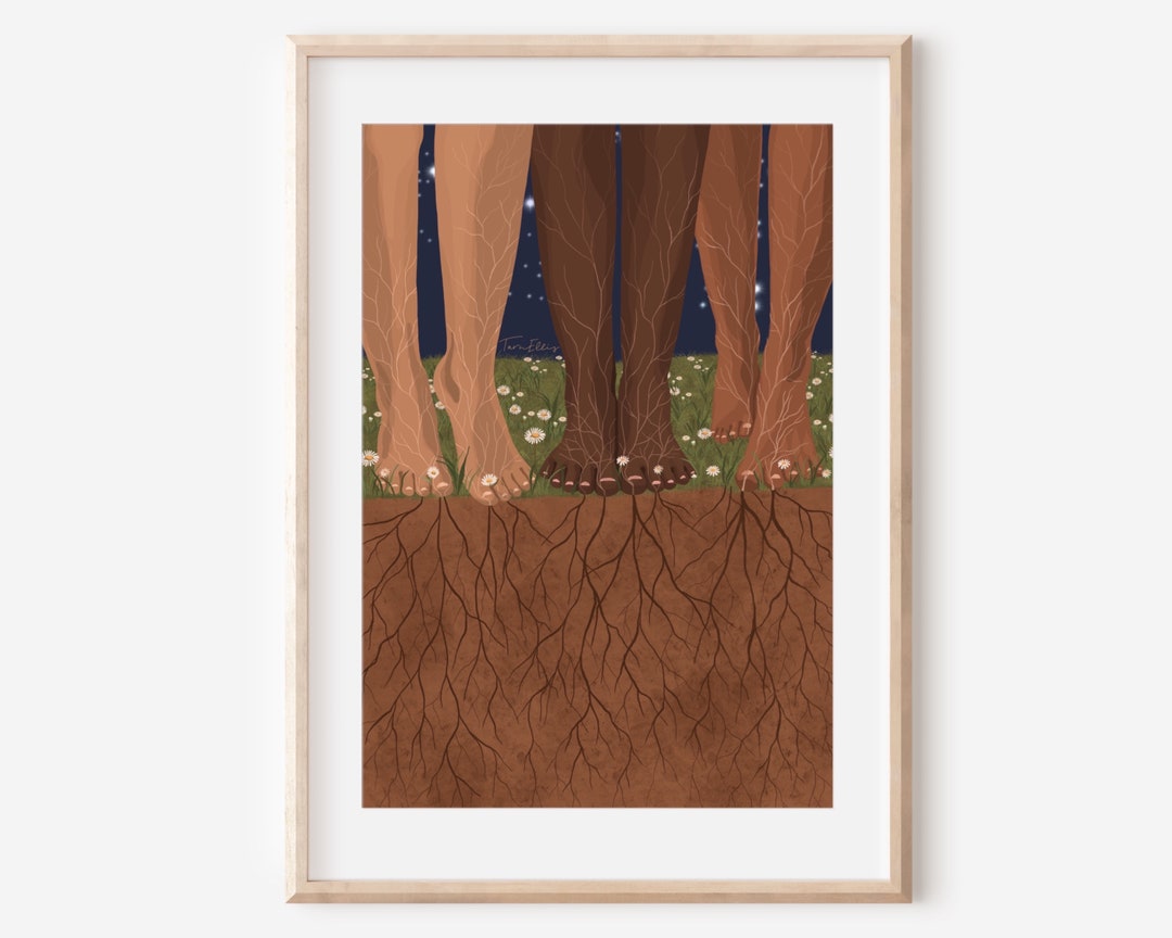 EARTHING - Fine Art Poster Print Grounding Nature Women Illustration ...