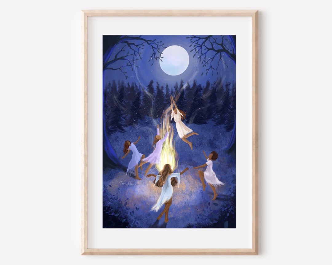 WITCHING HOUR - Fine Art Print Magical Witchy Women Poster Fire Dance ...