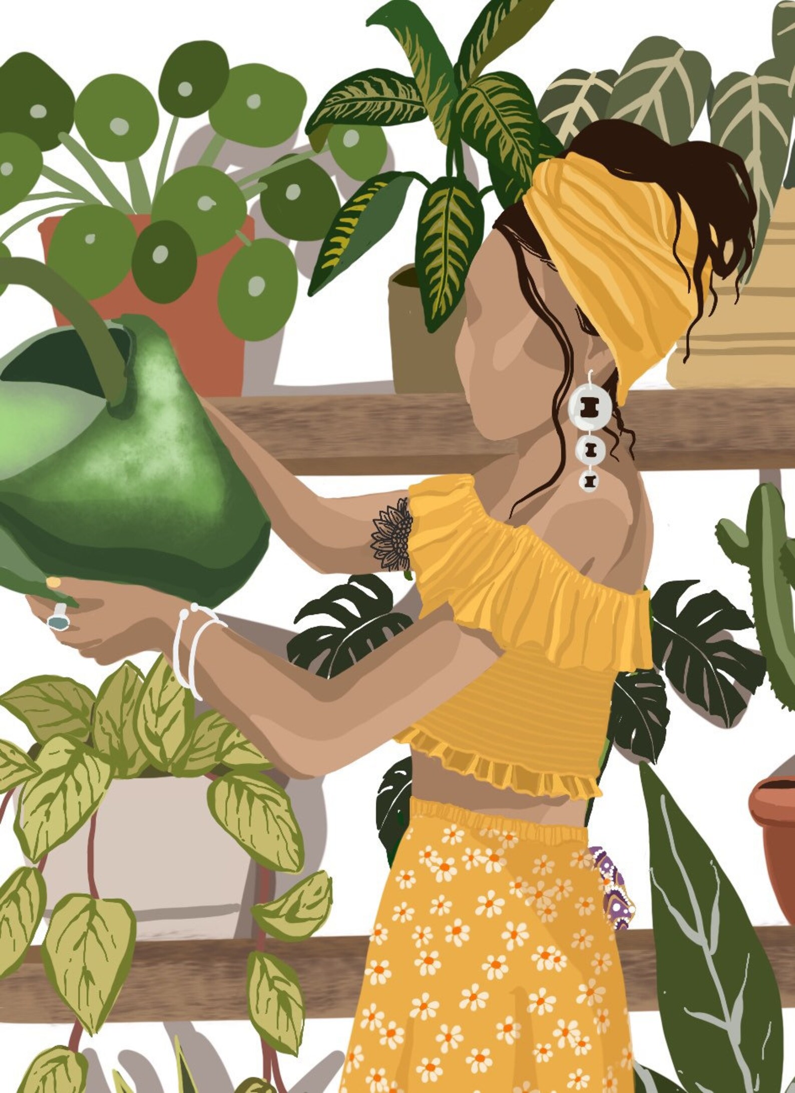 Plant Mania - Fine Art Print, Houseplant Illustration Gardening Wall ...