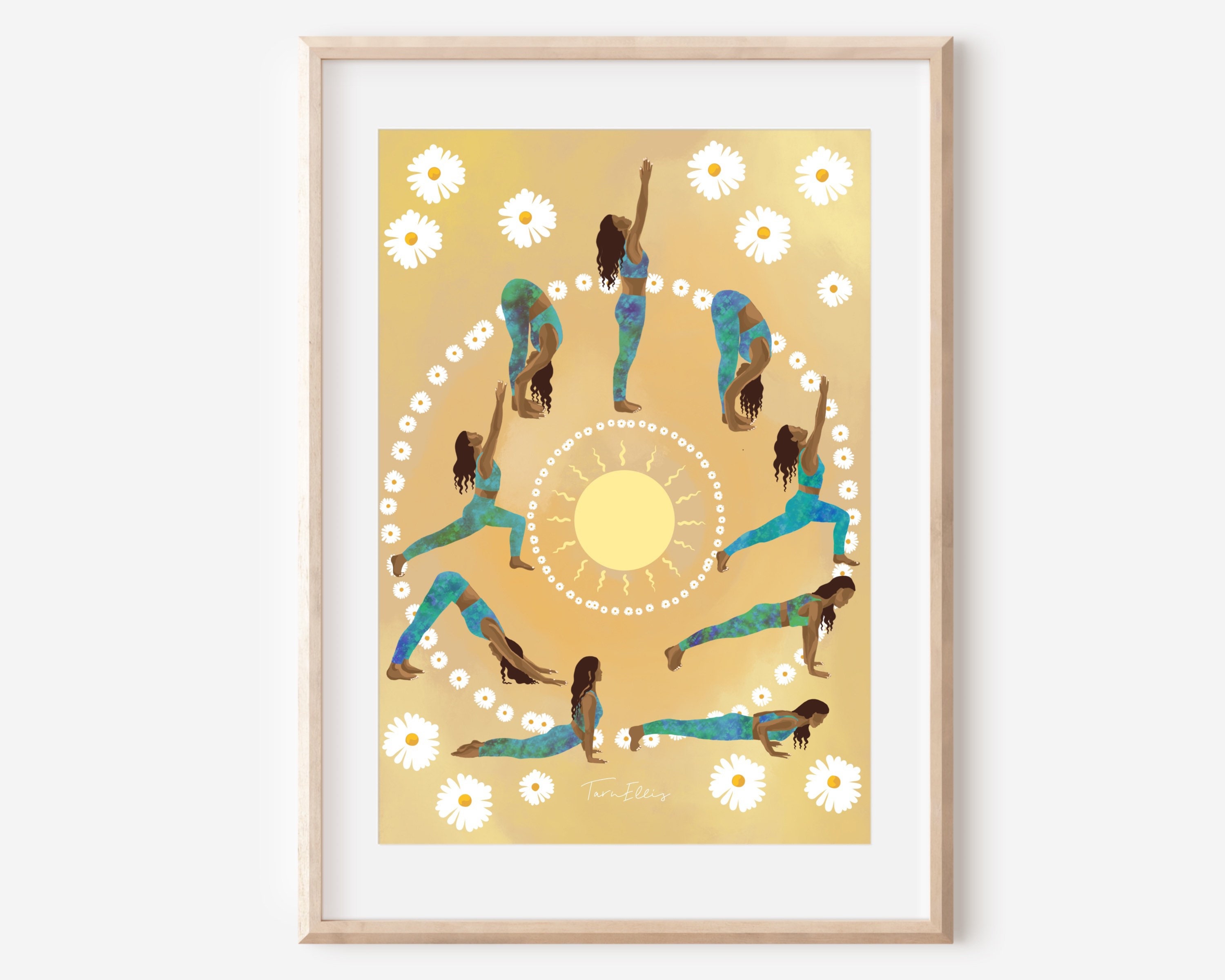 SUN SALUTATION A Fine Art Illustration Yoga Yogi Pose Asana - Etsy