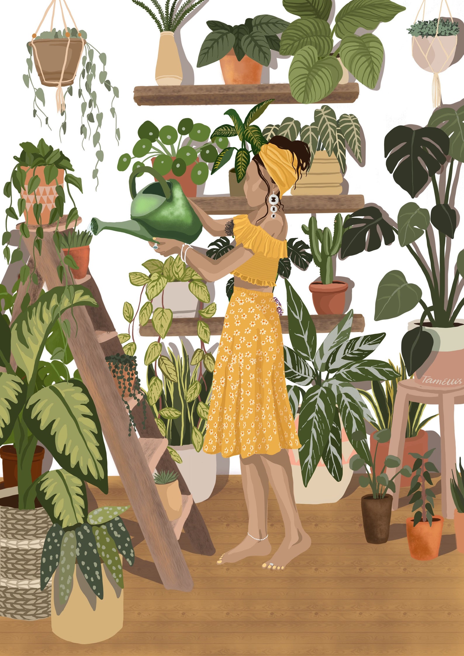 Plant Mania - Fine Art Print, Houseplant Illustration Gardening Wall ...