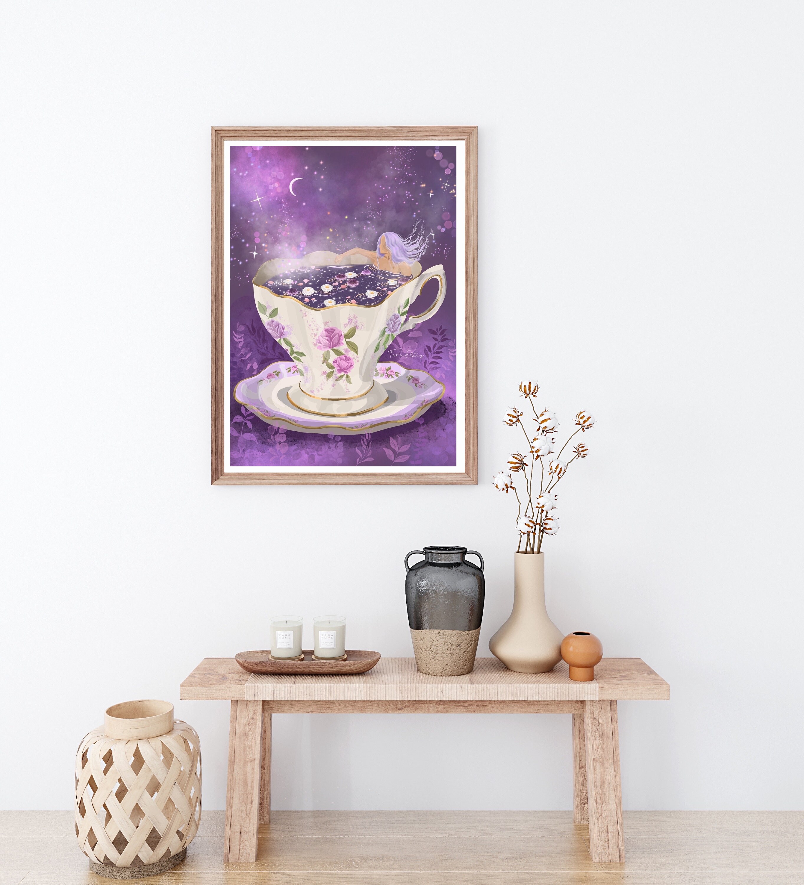 TEA TIME - Fine Art Print Cosmic Cup Magical Illustration Wall Decor ...