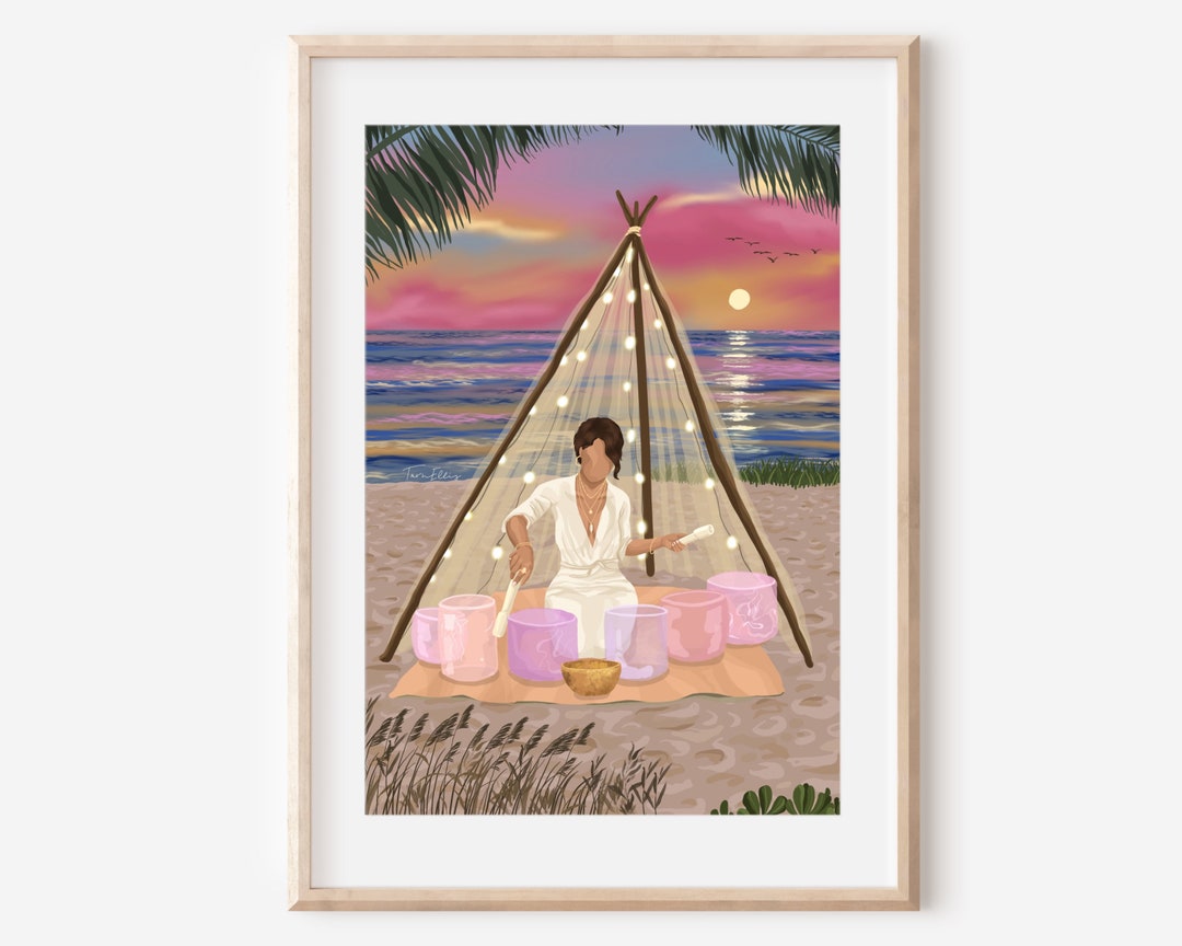 SOUND HEALING - Fine Art Print Singing Bowls Therapy Ceremony ...