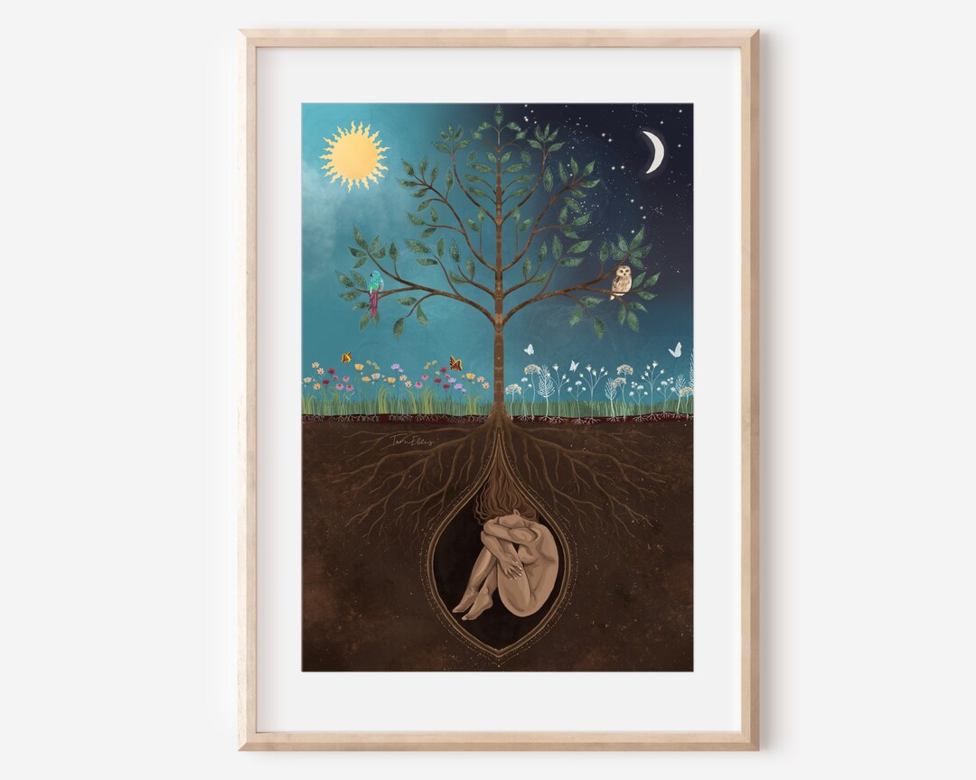 TREE OF LIFE - Nature Spirit Tree Seed Fine Art Illustration Print Wall ...