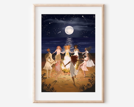 FIREDANCE Fine Art Wild Womens Circle Group Illustration - Etsy UK