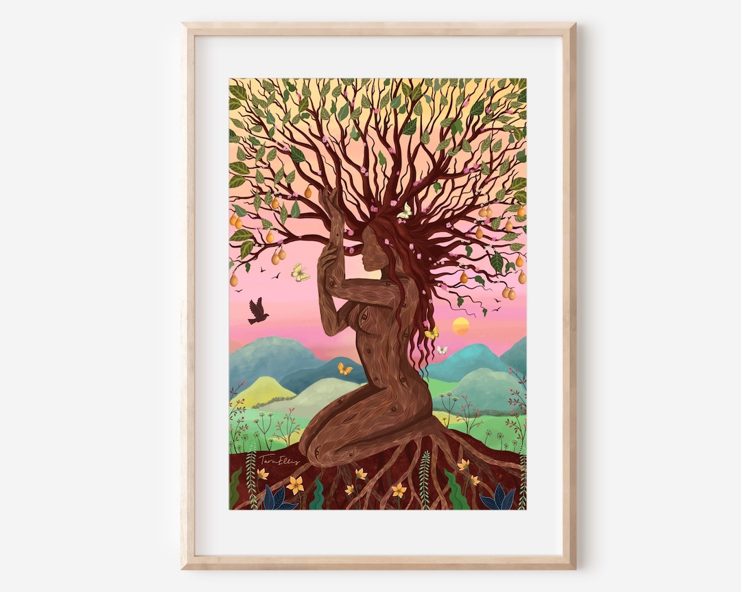 PACHAMAMA - Fine Art Print Spiritual Mother Earth Tree Roots Birds ...