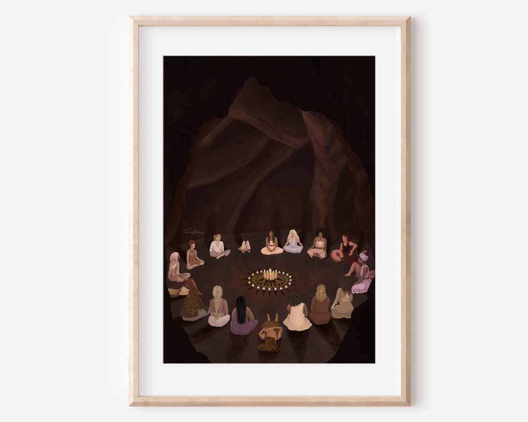 CAVE CIRCLE Meditation Healing Women Fine Art Illustration Print - Etsy