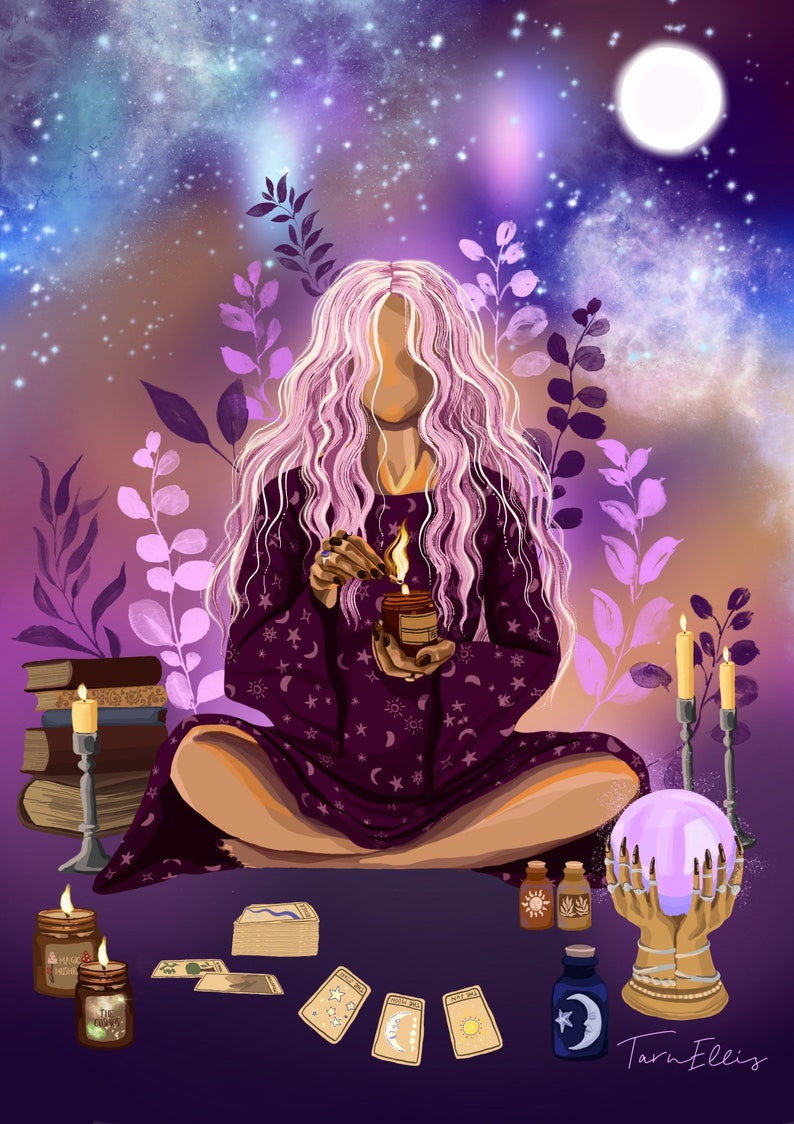 MAGIC MAKER - Fine Art Print Cosmic Spiritual Wicthy Bruja Illustration ...