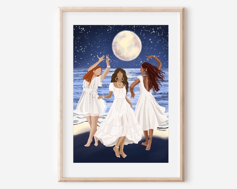 MOON DANCE Fine Art Print Full Moon Unity Diversity Fashion - Etsy