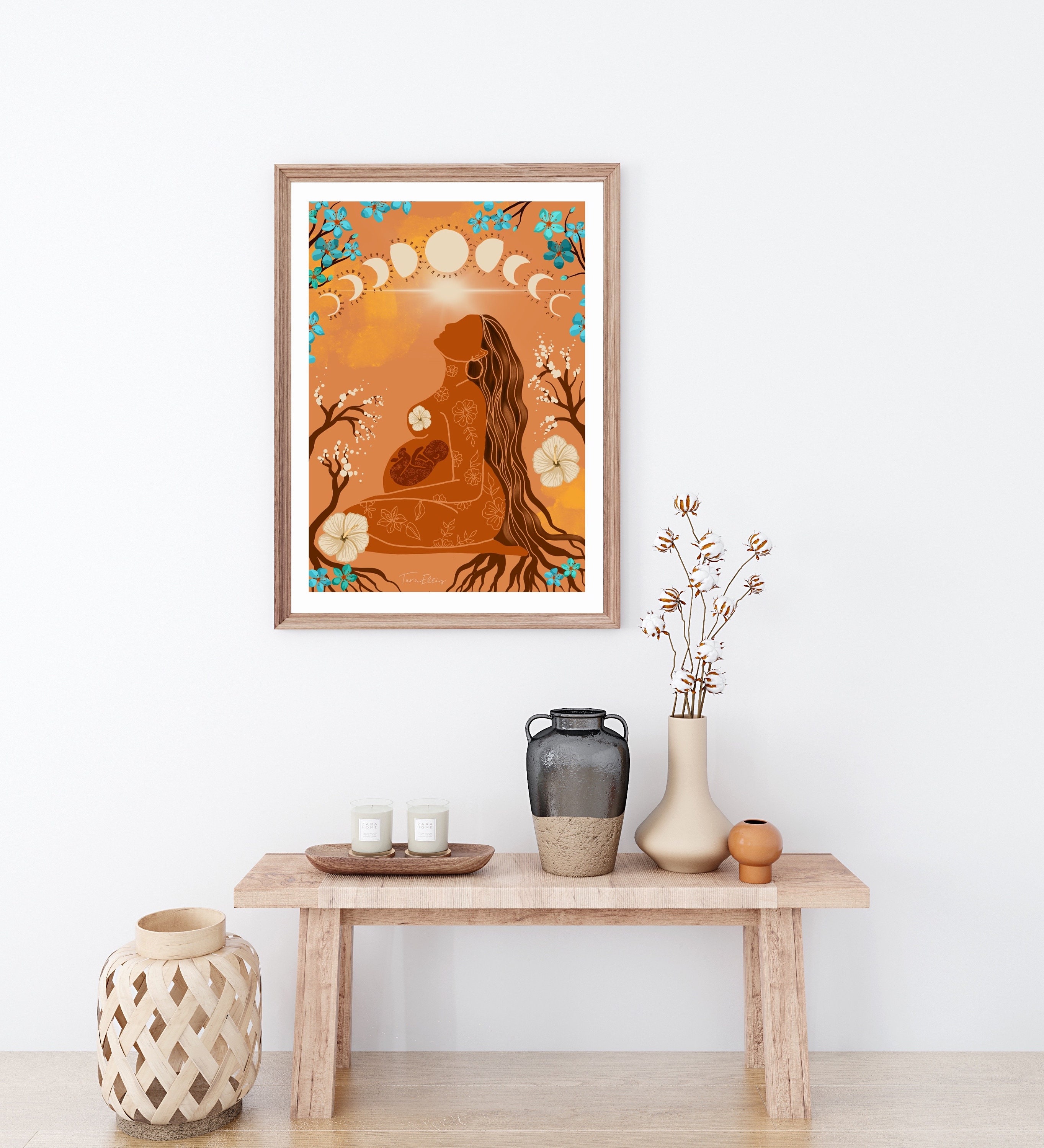 BIRTH - Fine Art Print Moon Phases Women Baby Mother Pregnancy Wall ...