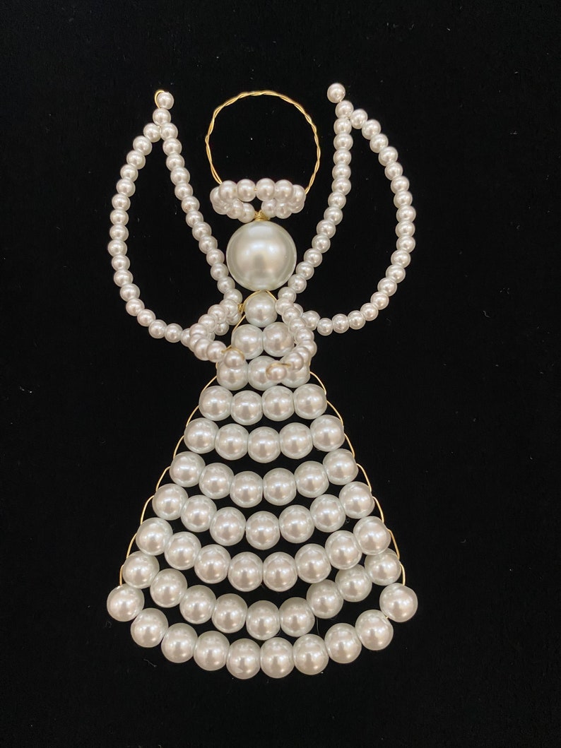 White Glass Pearl Angel Ornament - Etsy