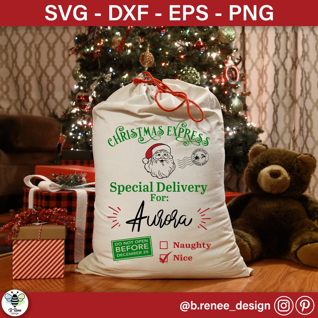 Santa Sack SVG | Christmas Express SVG | Santa Mail Cut File ...