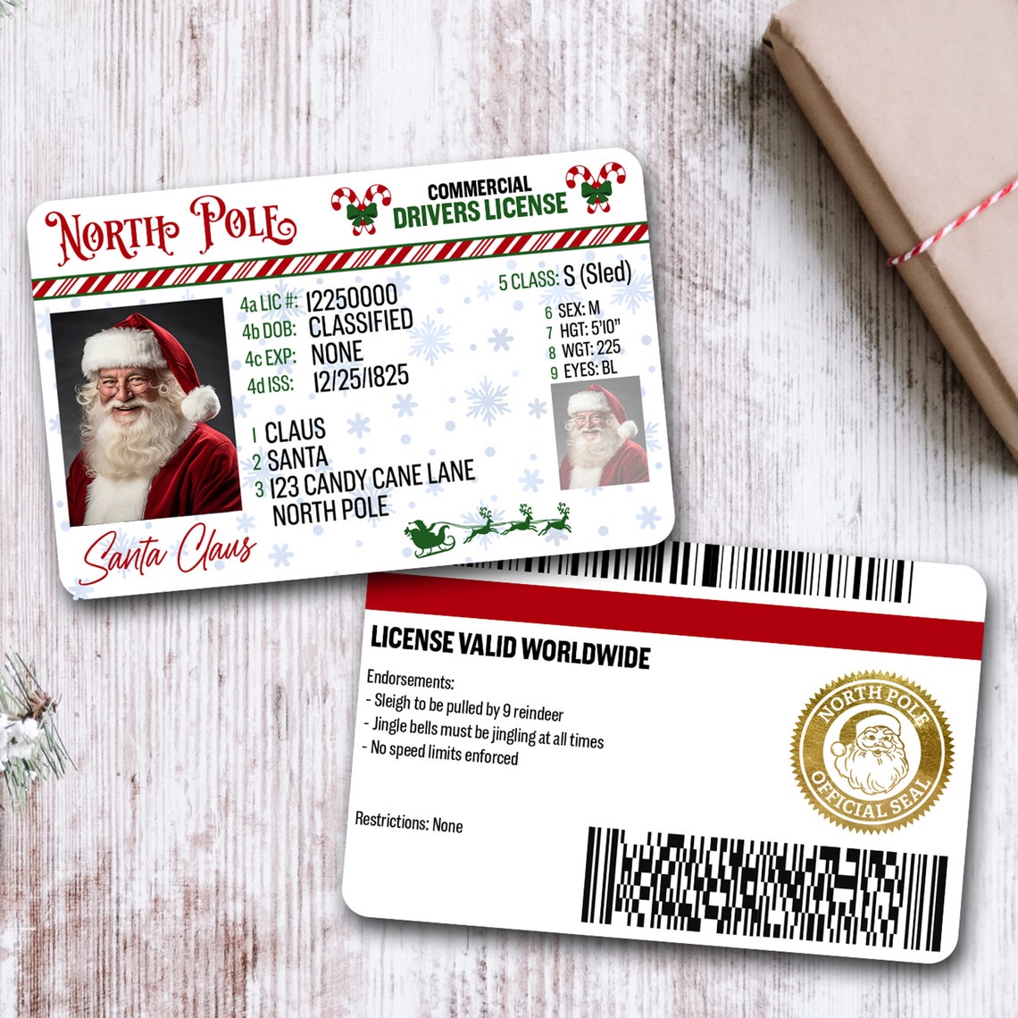 Santa Driver's License Editable Printable: Canva Template Lost License ...