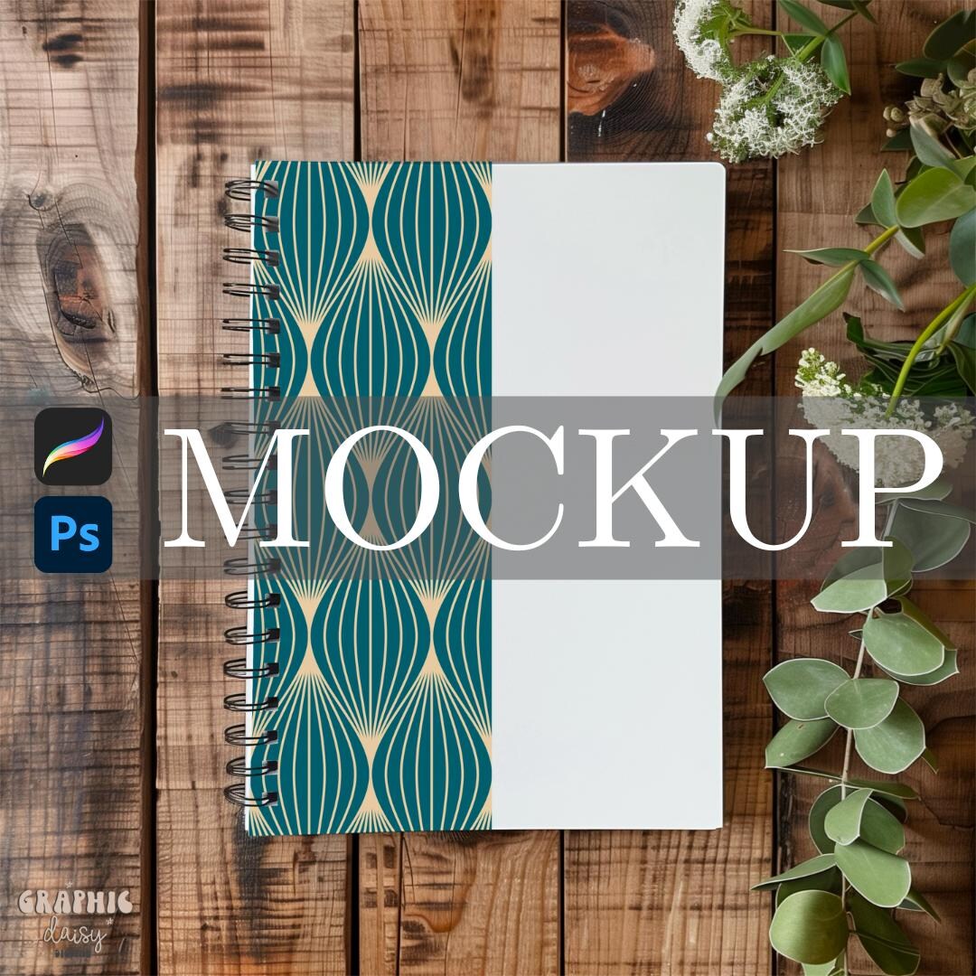 Farmhouse Notebook Mockup, Procreate & Photoshop Smart Object Surface ...