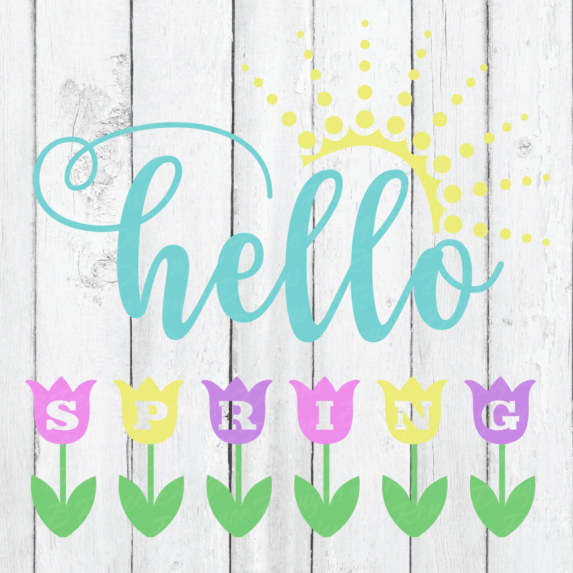Hello Spring With Tulips SVG Spring Cut File Hello Spring - Etsy