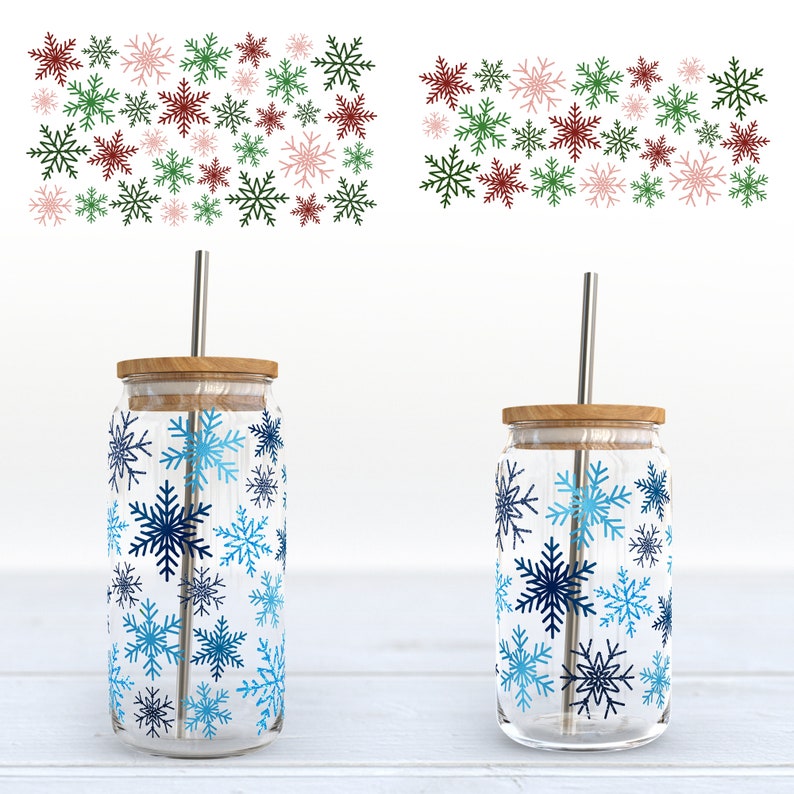 Christmas Can Glass Wrap SVG Bundle: Snowflake, Snowman (digital ...