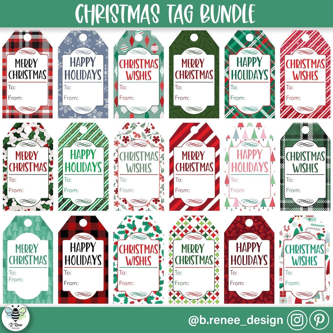 Christmas Tag PNG Bundle | Gift Tag PNG | Printable Christmas Tags ...