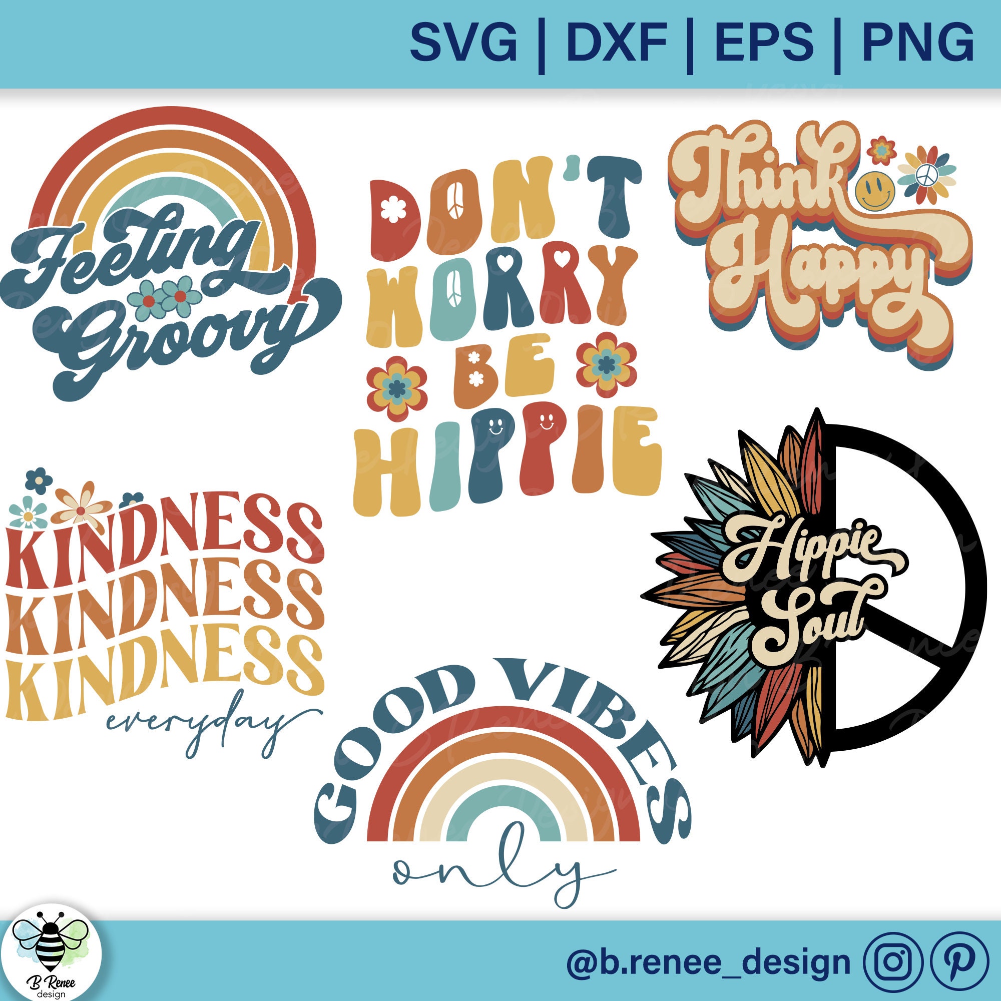 Retro SVG Bundle Hippie Quotes Positive Quotes Retro - Etsy