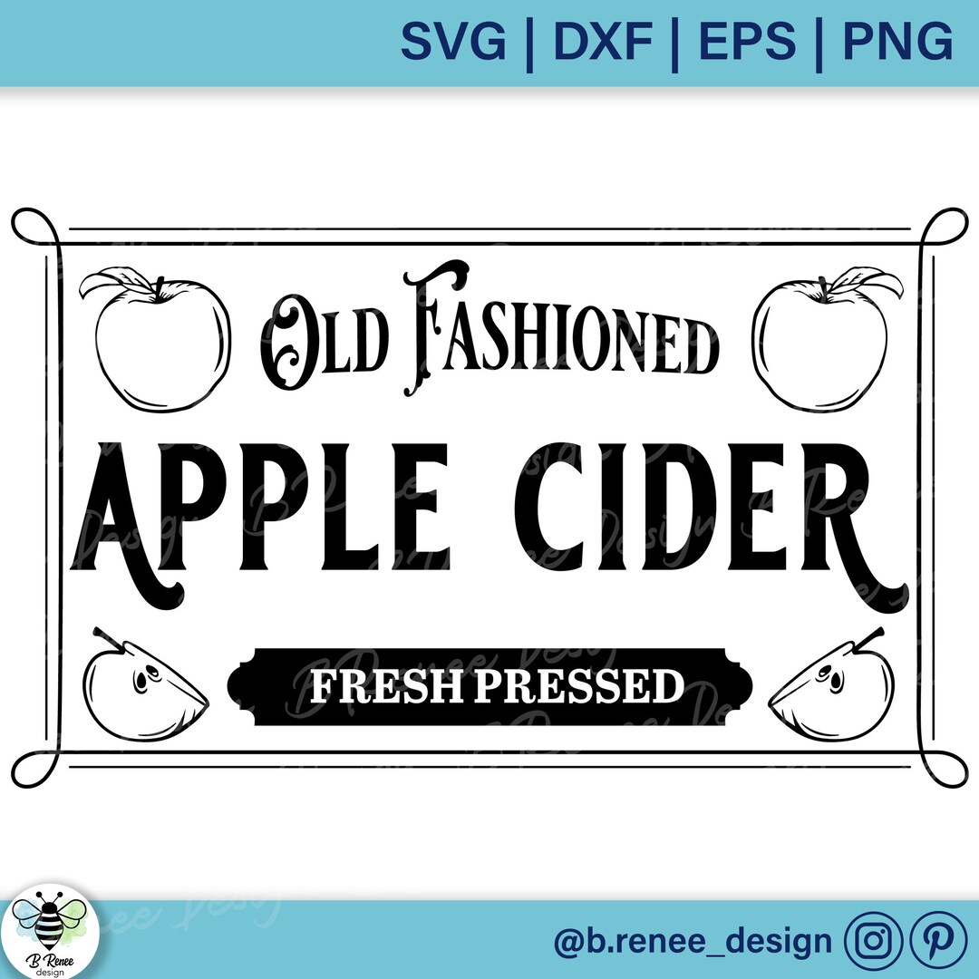Old Fashioned Apple Cider SVG | Vintage Fall Sign SVG | Apple Cider ...