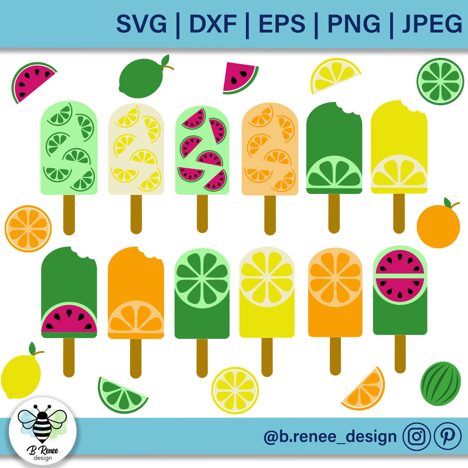 Summer Popsicles SVG Summer Fruit SVG Bundle Watermelon - Etsy Canada