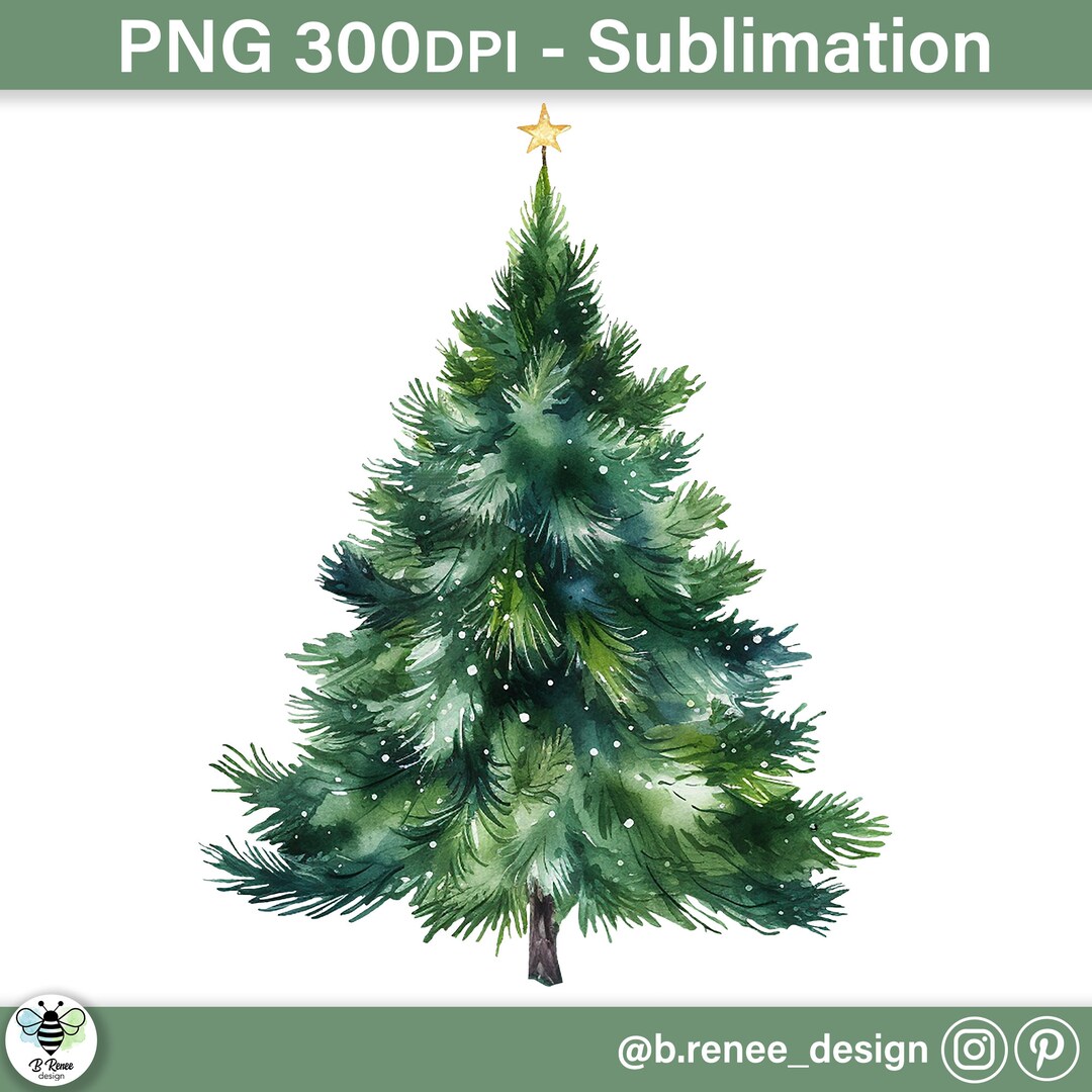 Christmas Tree Clip Art Green Christmas Tree PNG Watercolor Christmas ...