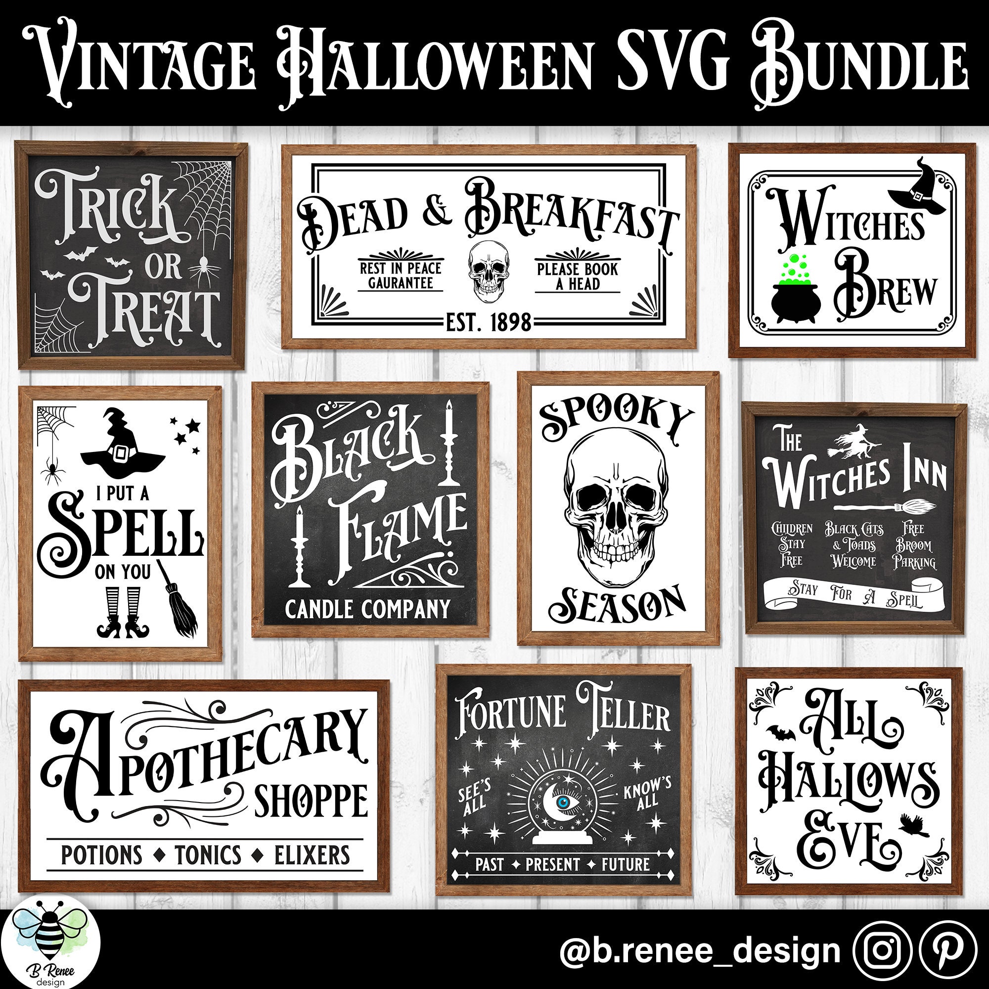 Halloween Sign SVG Bundle Vintage Halloween Signs - Etsy