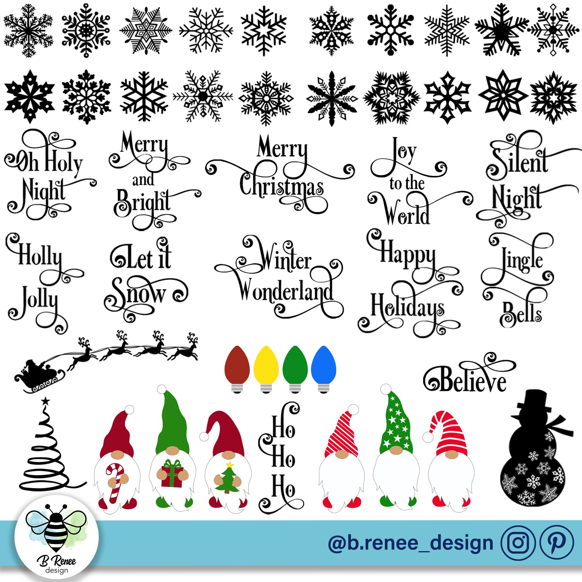 Christmas SVG Bundle Christmas Sign SVG Bundle Snowflake | Etsy