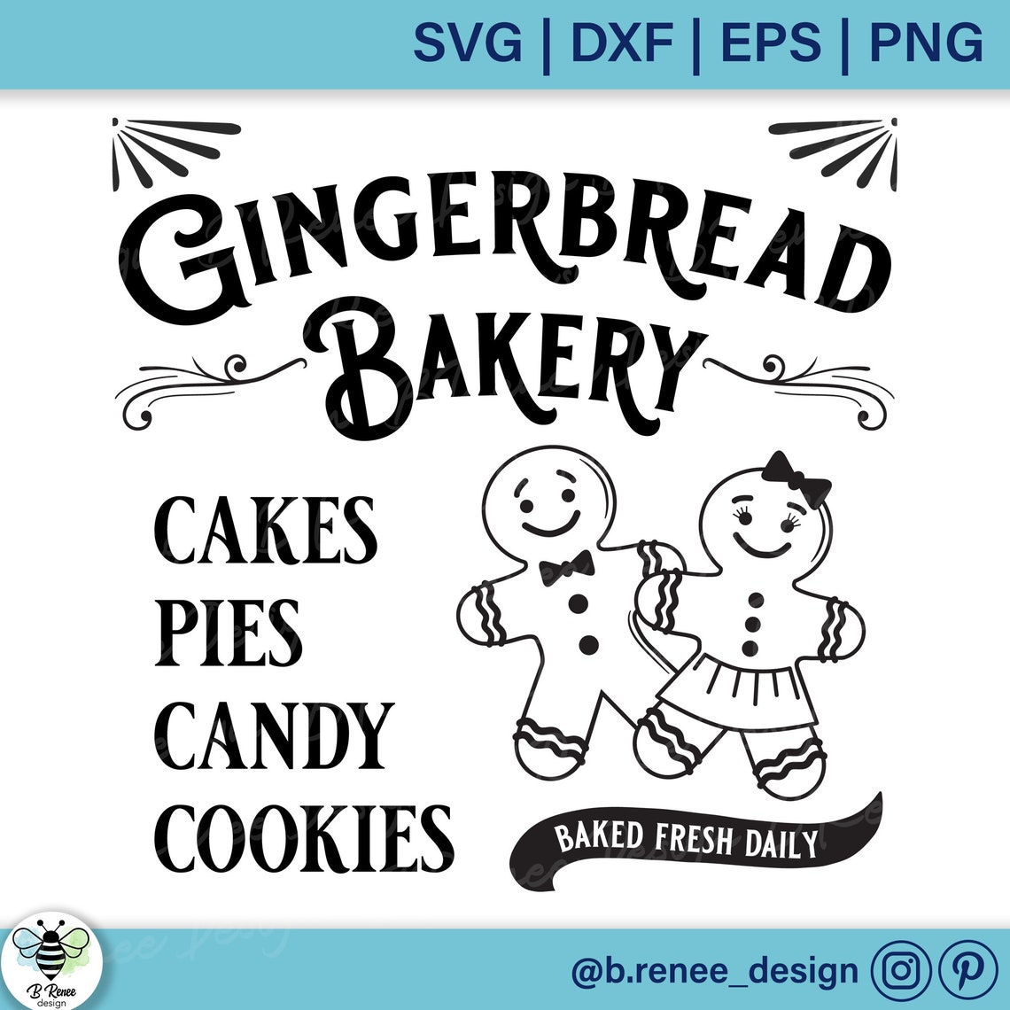 Gingerbread Bakery SVG Vintage Christmas Sign Gingerbread - Etsy