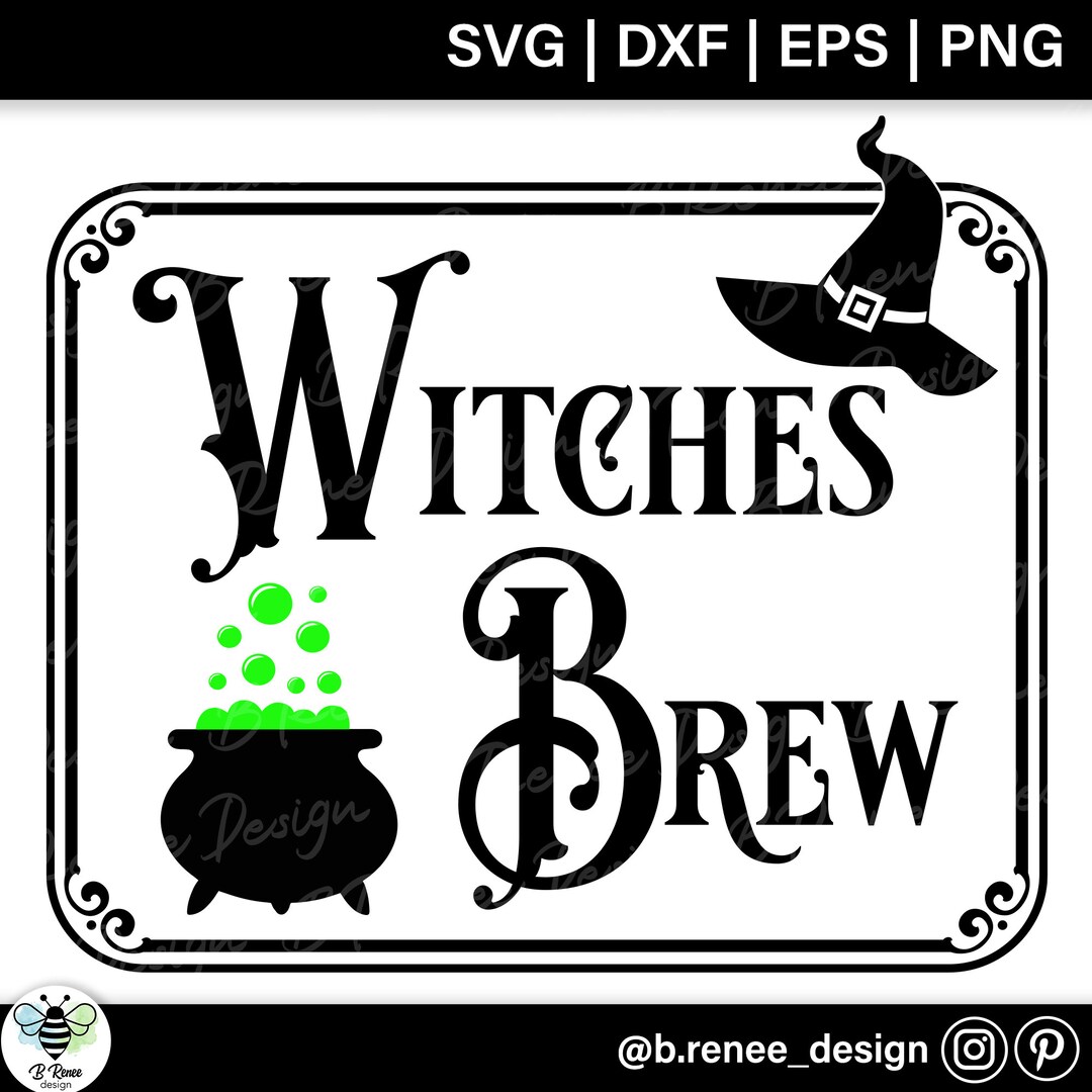 Witches Brew SVG Halloween Cut File Vintage Halloween Sign Cauldron SVG ...