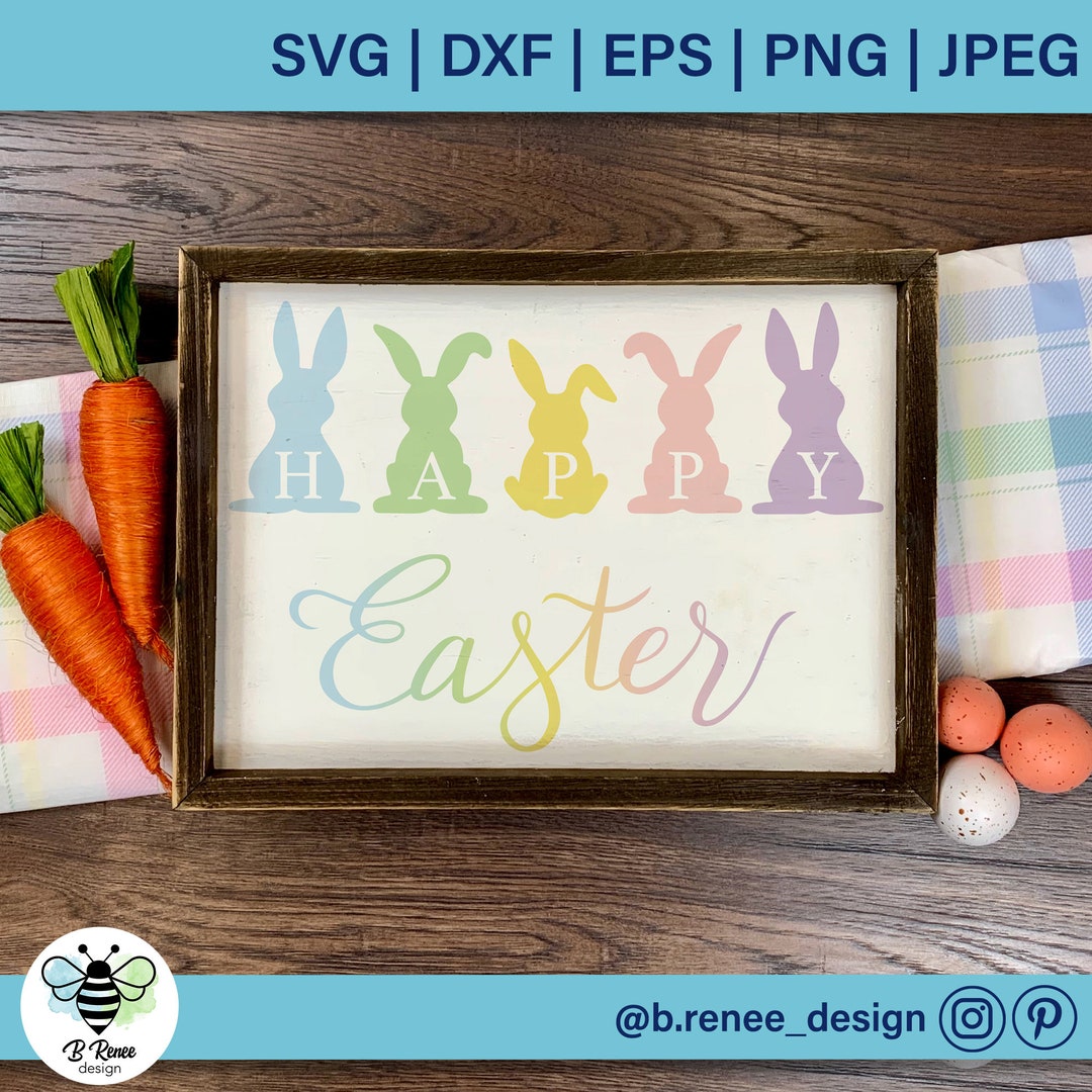 Happy Easter Bunnies SVG | Easter Sign Design (digital Download) - Etsy
