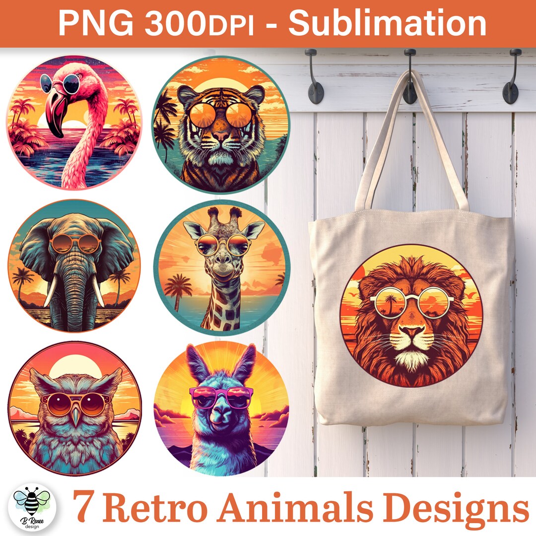Retro Animals PNG Bundle | Vintage Animal Illustrations | Animal ...