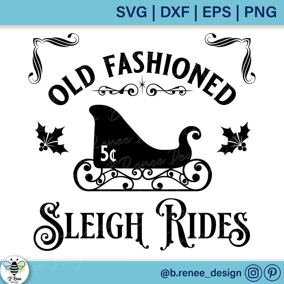 Old Fashioned Sleigh Rides SVG Vintage Christmas Sign - Etsy