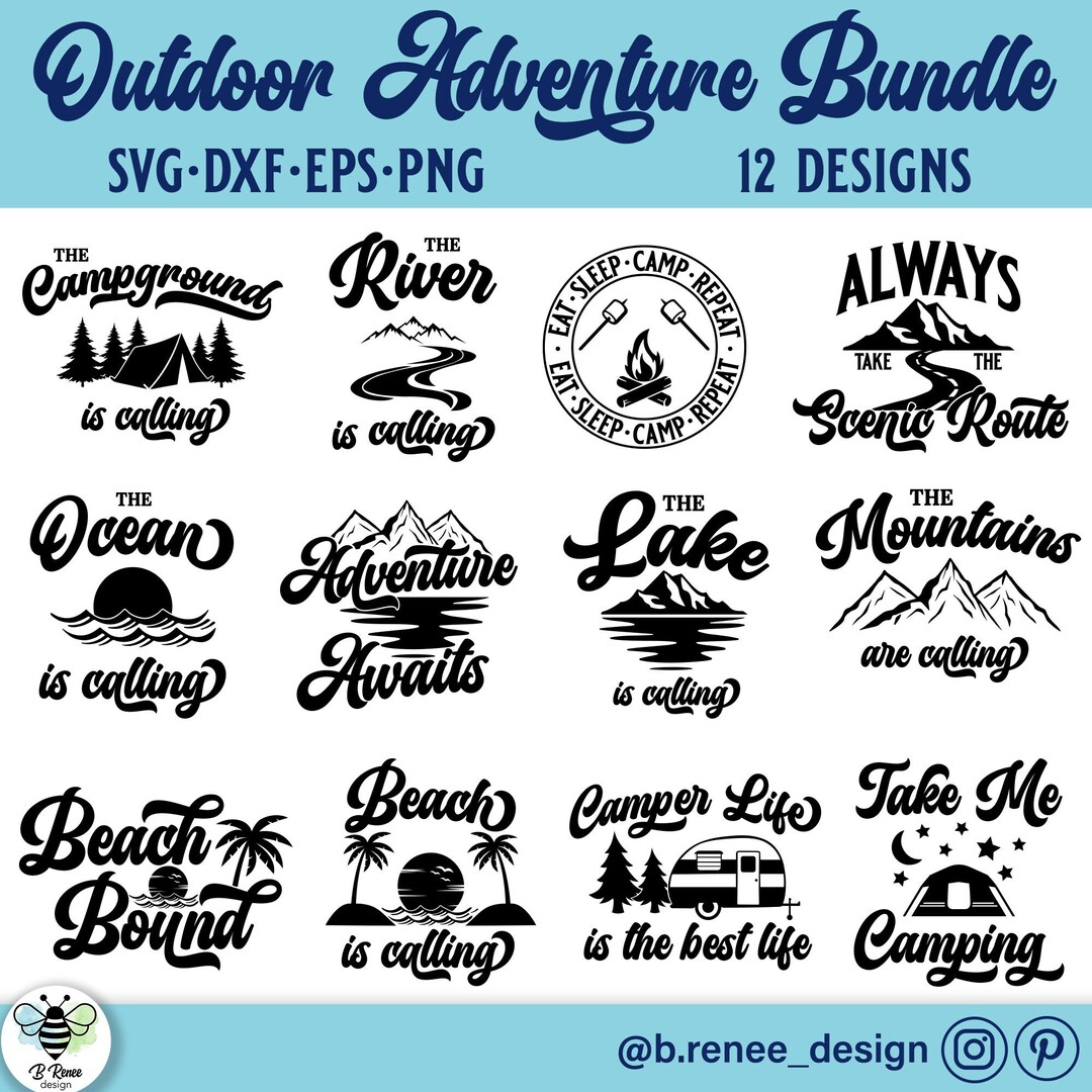 Outdoor Adventure SVG Bundle | Summertime Cut File Bundle | Camping SVG ...