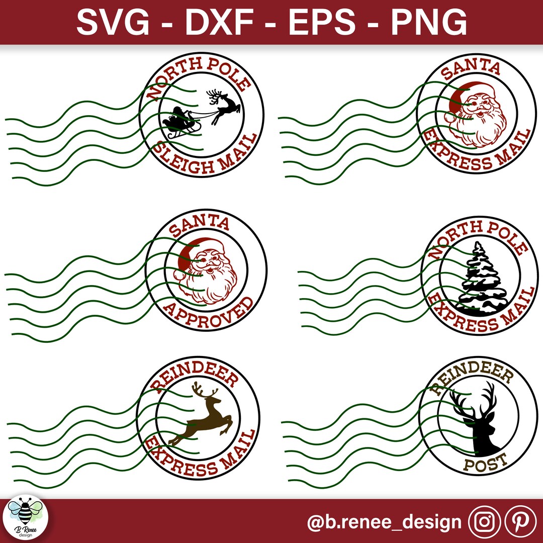 Christmas Stamp SVG Bundle | Christmas Postage Stamps | Santa Mail SVG ...