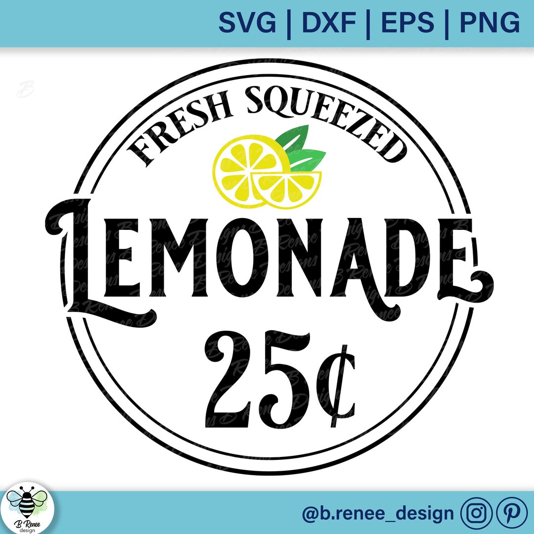 Fresh Squeezed Lemonade SVG | Farmhouse Lemonade Sign | Vintage Sign ...