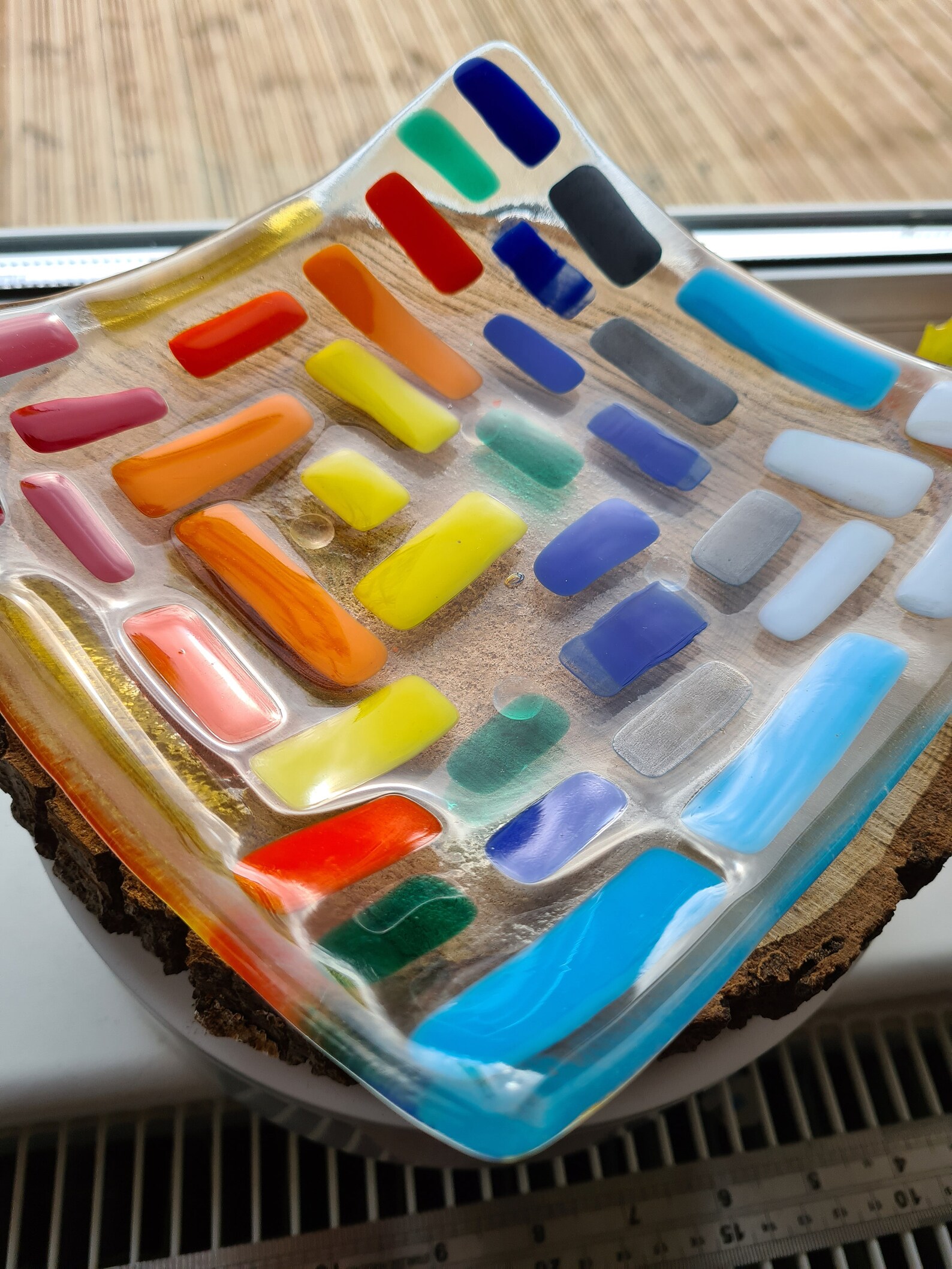 Fused Glass Dish Hot Vs Cold Bowl Large Trinket Beautiful Colours ...